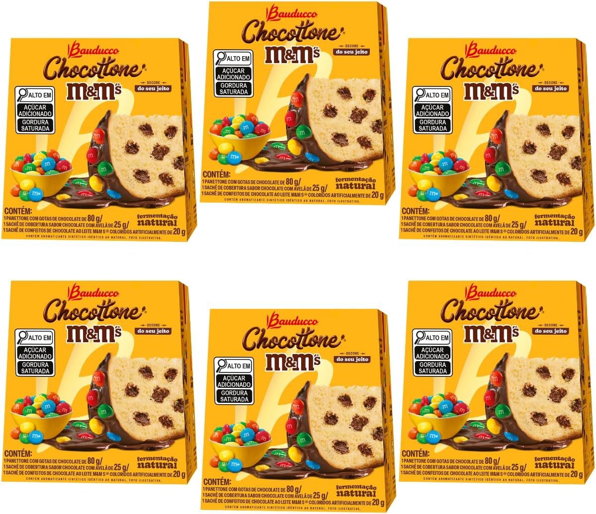 Kit 6 Mini Chocotone MMS Gotas De Chocolate Bauducco 80g : Amazon.com ...