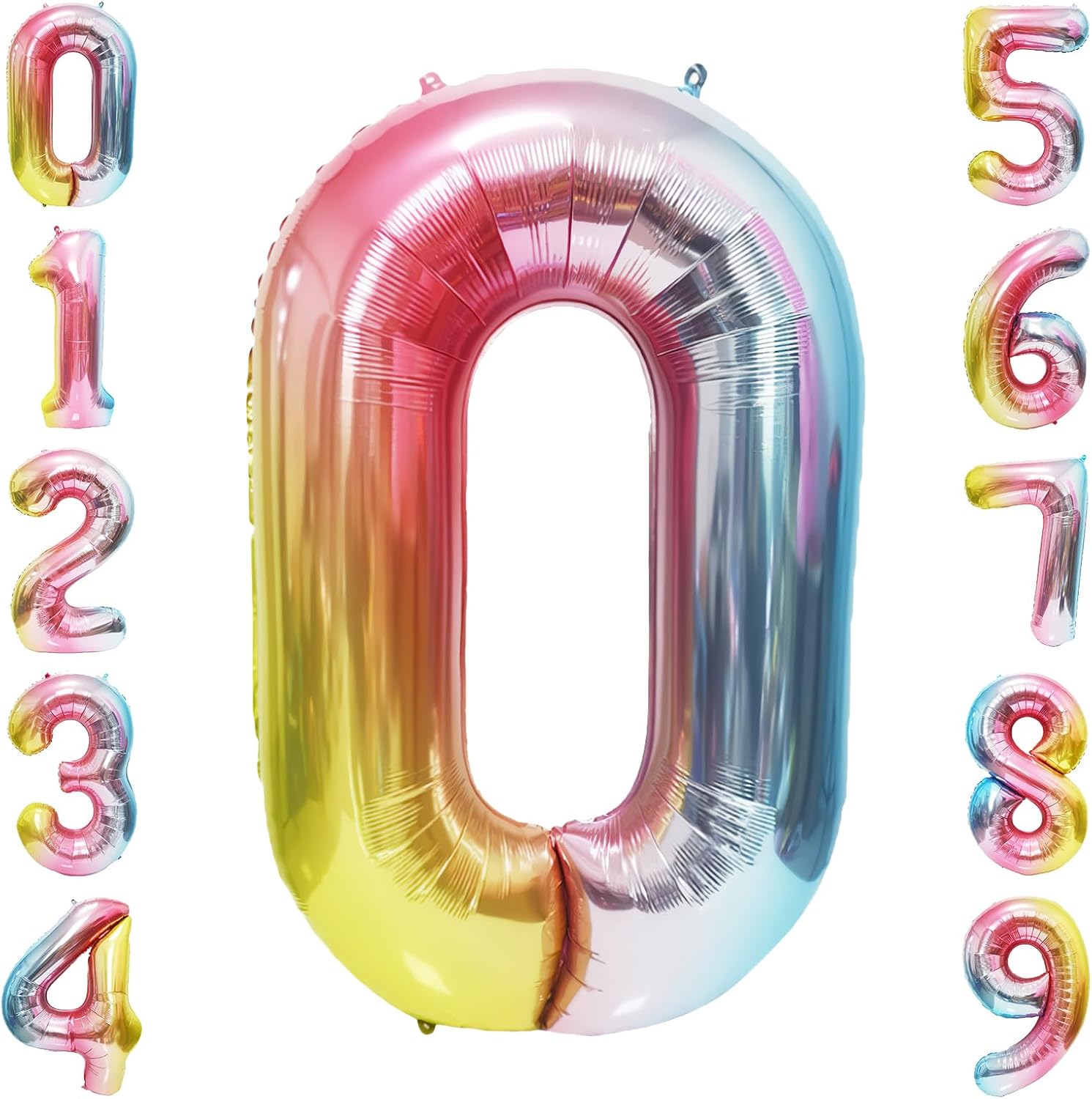 Amazon.com: 40 Inch Giant Rainbow Number 0 Balloons, Birthday Balloons ...