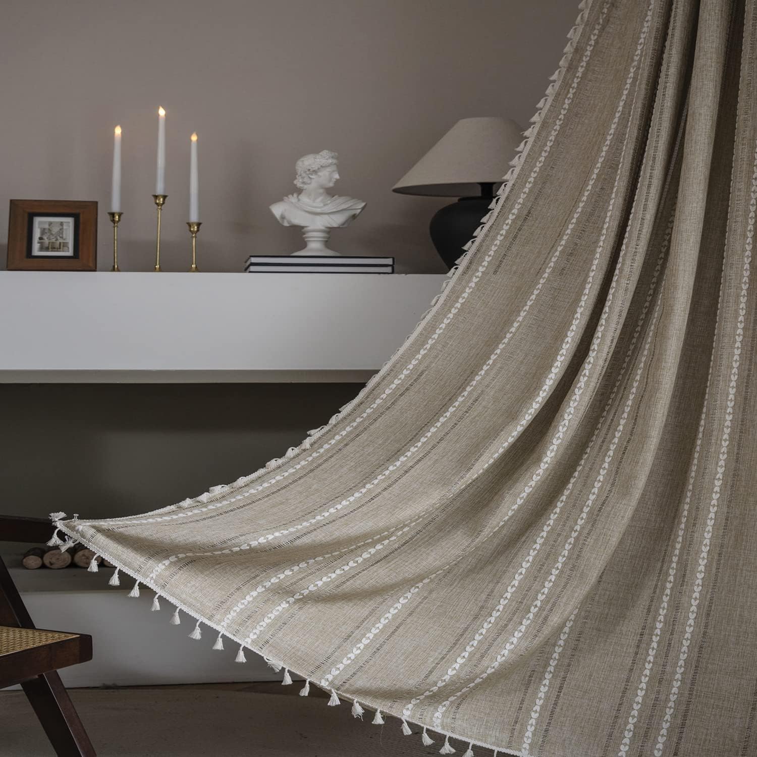 Amazon.com: ColorBird Boho Curtains for Living Room, 63 inch Tan Linen ...