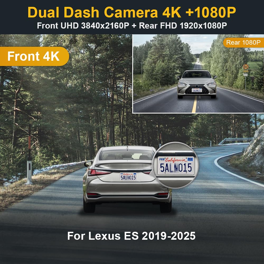 Snapklik.com : Fitcamx Front 2160P+Rear 1080P Dash Cam Adapts For Lexus ...
