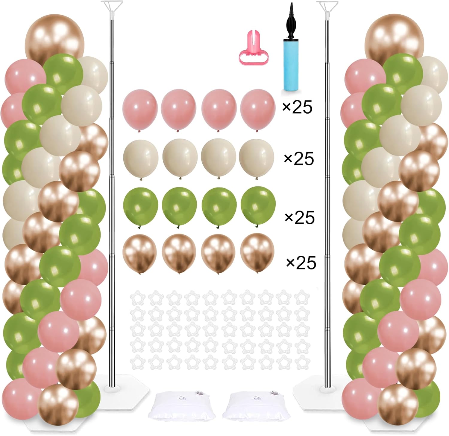 Amazon.com: 2 Sets Balloon Column Stand Kit with 100 Balloons 6 Ft ...