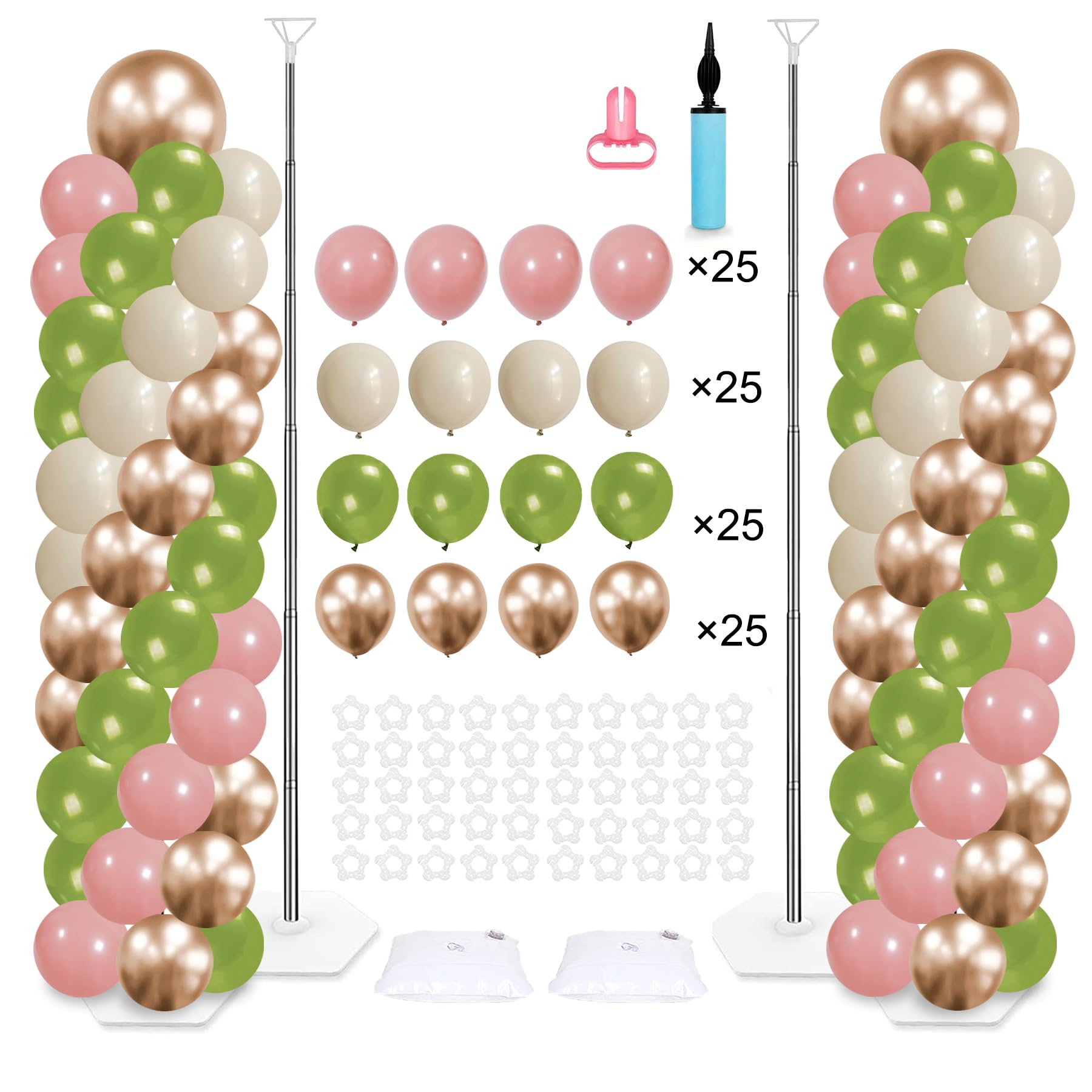 Amazon.com: 2 Sets Balloon Column Stand Kit with 100 Balloons 6 Ft ...