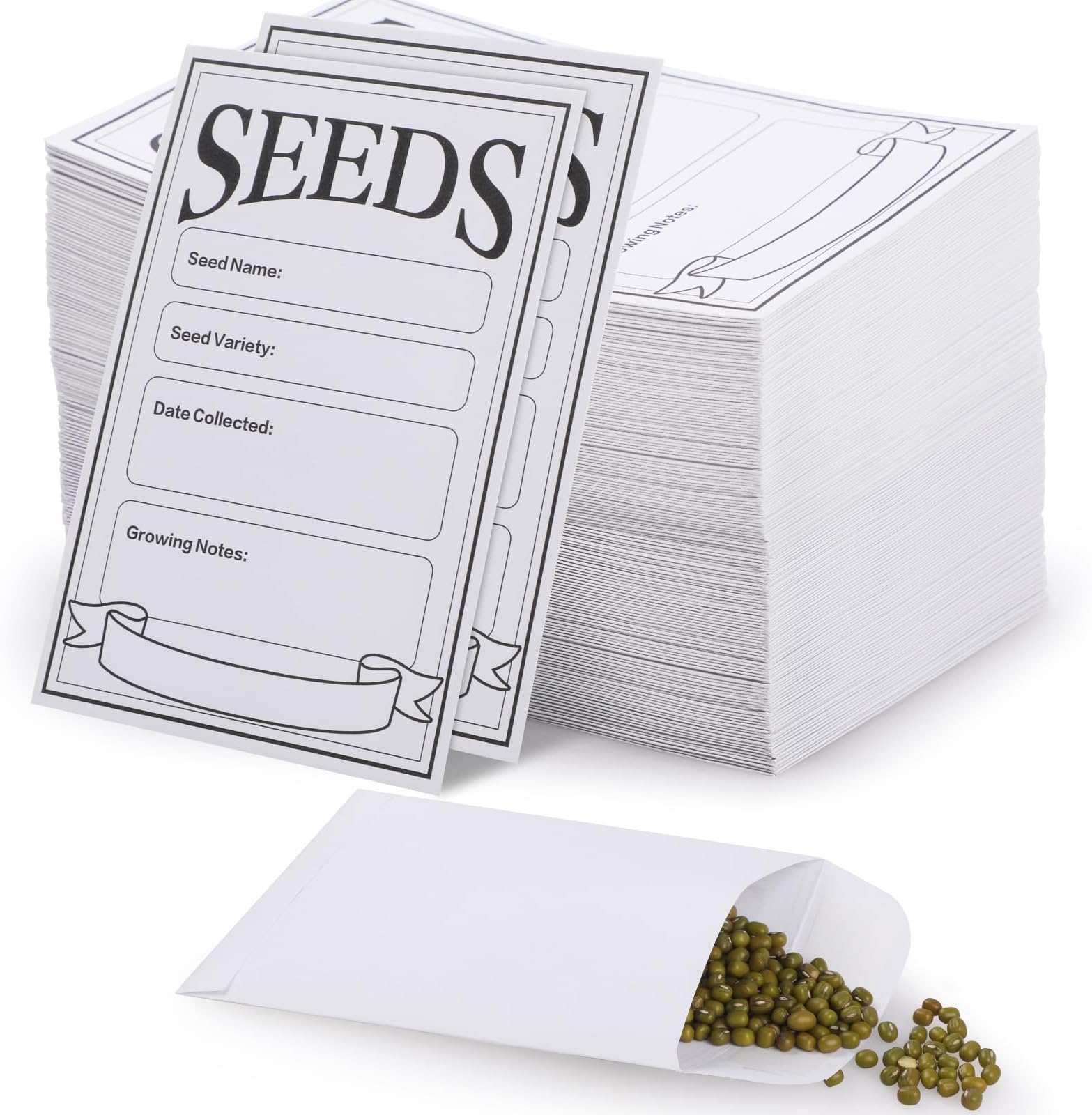 GeeRic 100 Pack Seed Envelopes, Kraft Paper Seed Saving Envelopes, Self ...