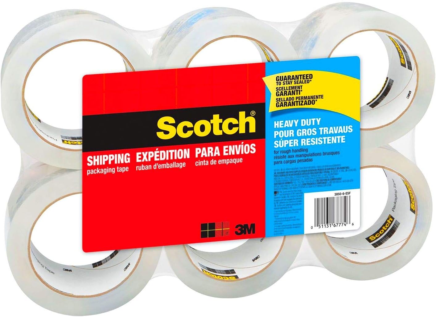 Scotch Heavy Duty Shipping Packaging Tape, 1.88 in x 60.15 yd, 6 Pack ...