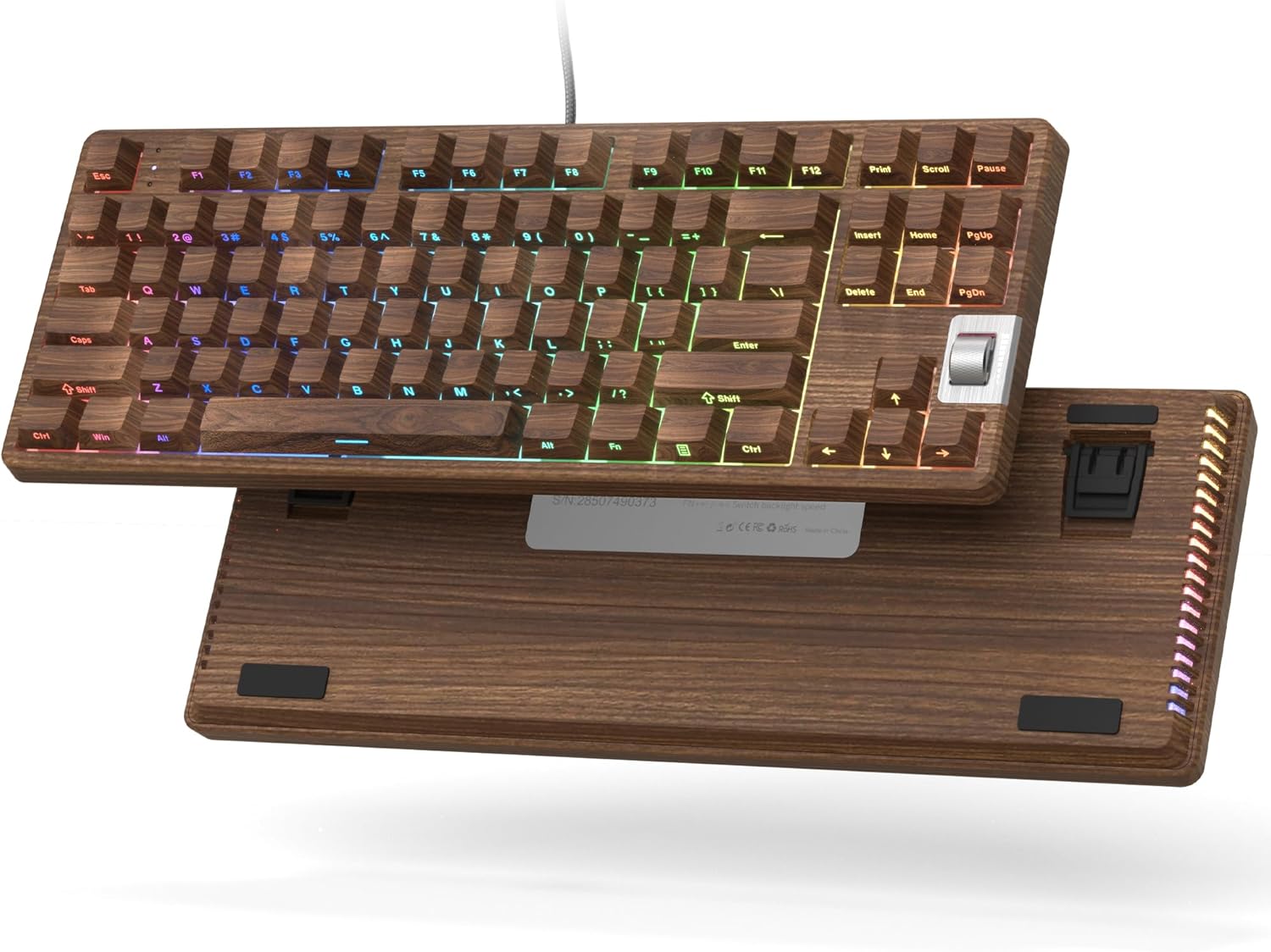 Amazon.com: Womier F87 Walnut Pattern wired gaming keyboard with volume ...