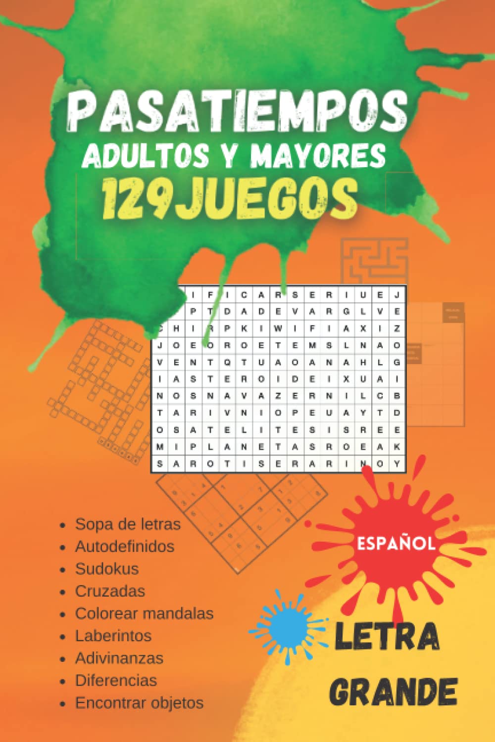 Buy Pasatiempos Adultos y Mayores 129 juegos: Juegos variados-Sopa de ...
