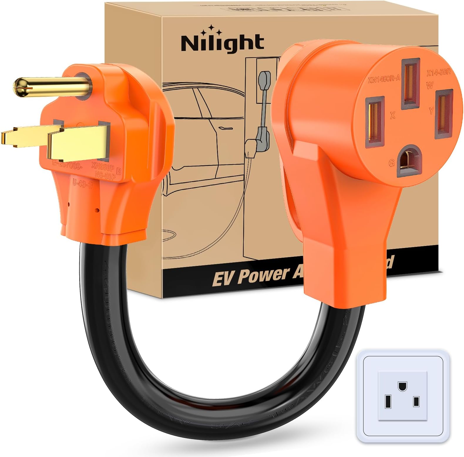 Amazon.com: Nilight EV Charger Adapter Cord 50 Amp to 50 Amp 4 Prong ...