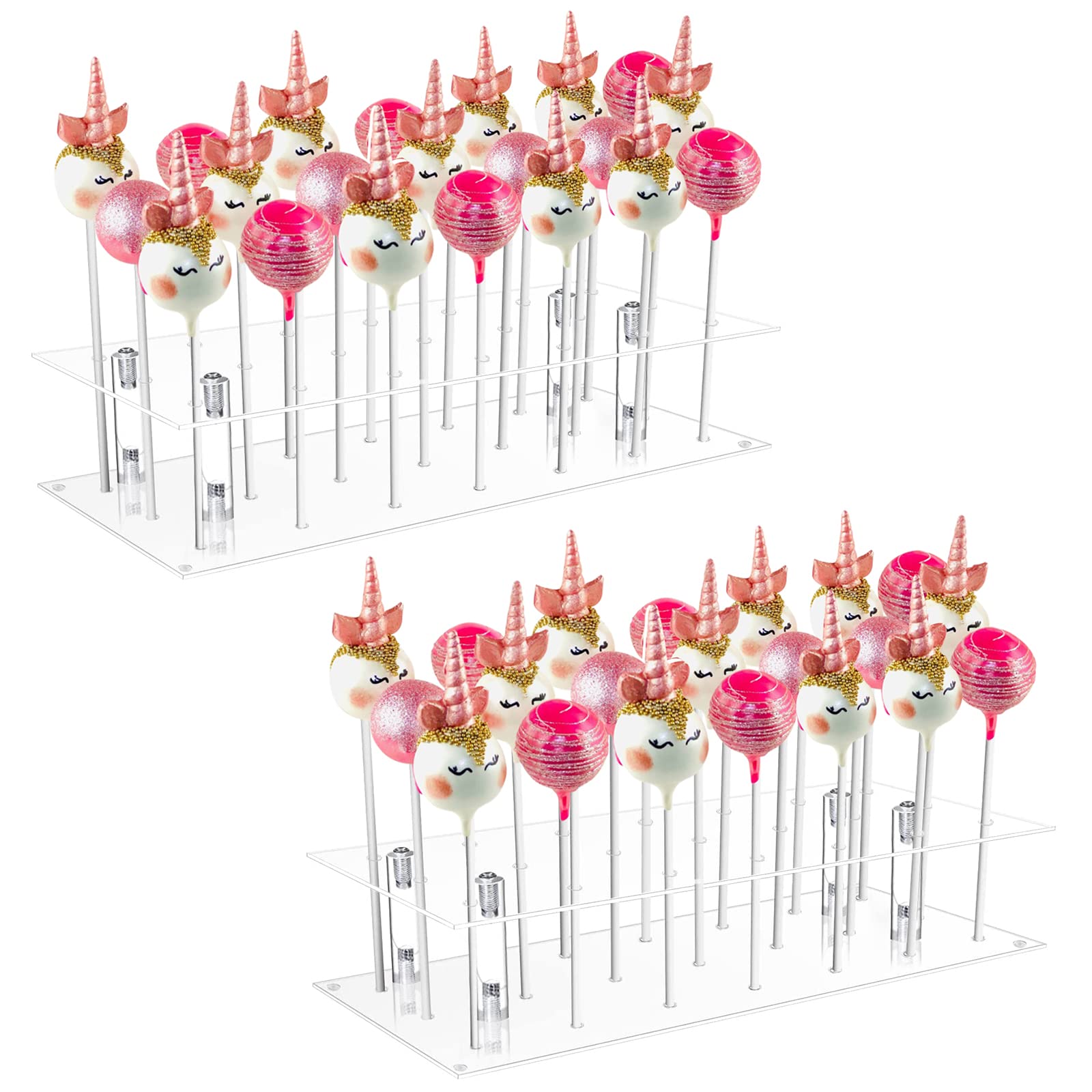 Cake Pop Stand, 2 Packs 21 Hole Clear Acrylic Cake Pop Stands Display ...