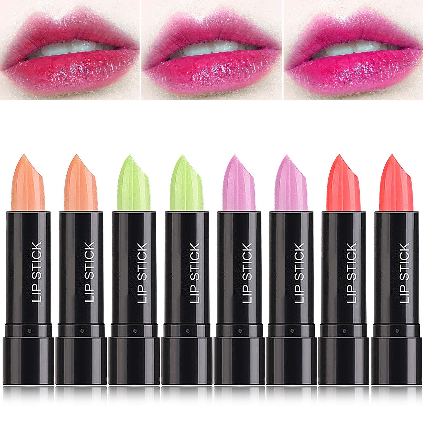 Amazon.com : WENJLYJ 8 PCS Crystal Jelly Color Changing Lipstick Set ...
