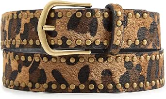 EONTISO Faux Leather Leopard Belt Fashion Gold Buckle Cheetah Print ...