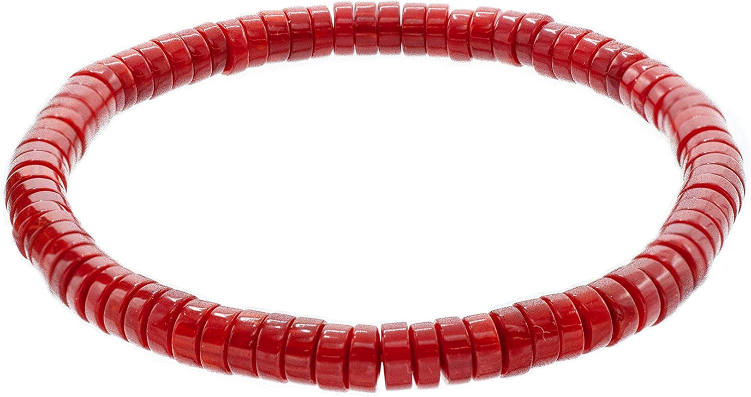 Amazon.com: LTC Designs 5mm Dyed Bamboo Coral Heishi Stretch Bracelet ...