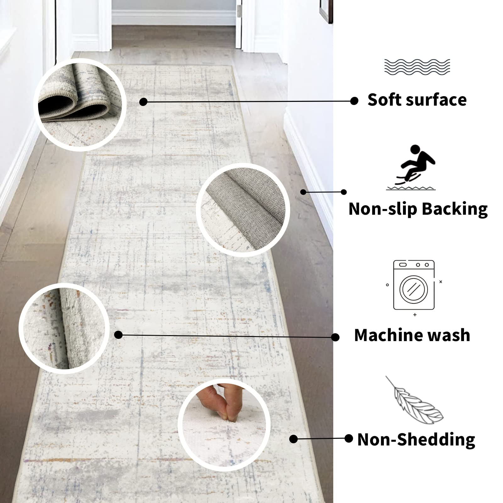 Lbris Washable Runner Rug,2'x8',for Hallway Laundry Room Kitchen ...
