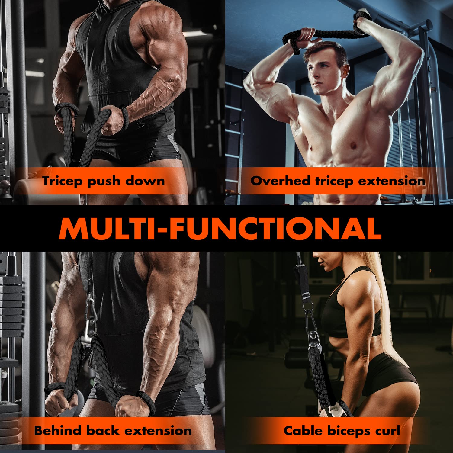 Snapklik.com : Tricep Rope, Cable Machine Attachment, LAT Pulldown ...