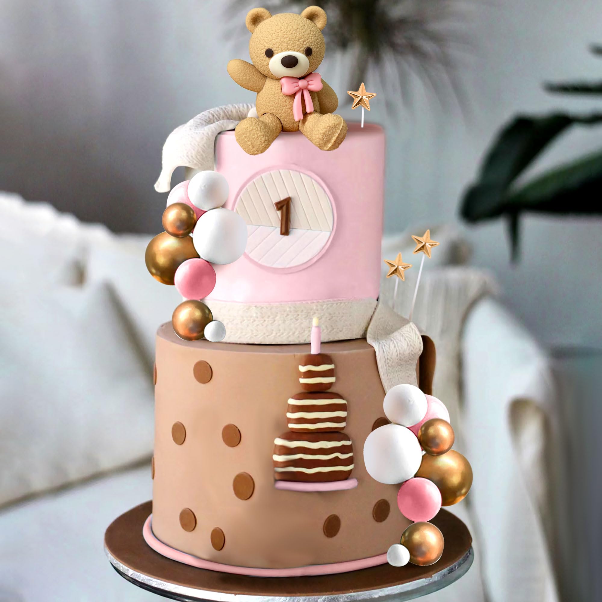 Snapklik.com : Pink Teddy Bear Cake Decoration Baby Bear Baby Shower ...