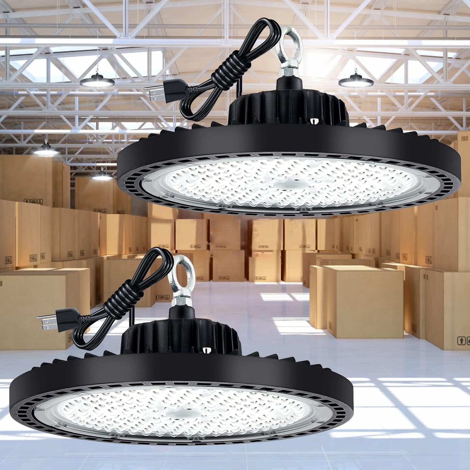EVBFORU - Paquete de 2 luces LED UFO de alta bahía, luz LED de 200 W ...