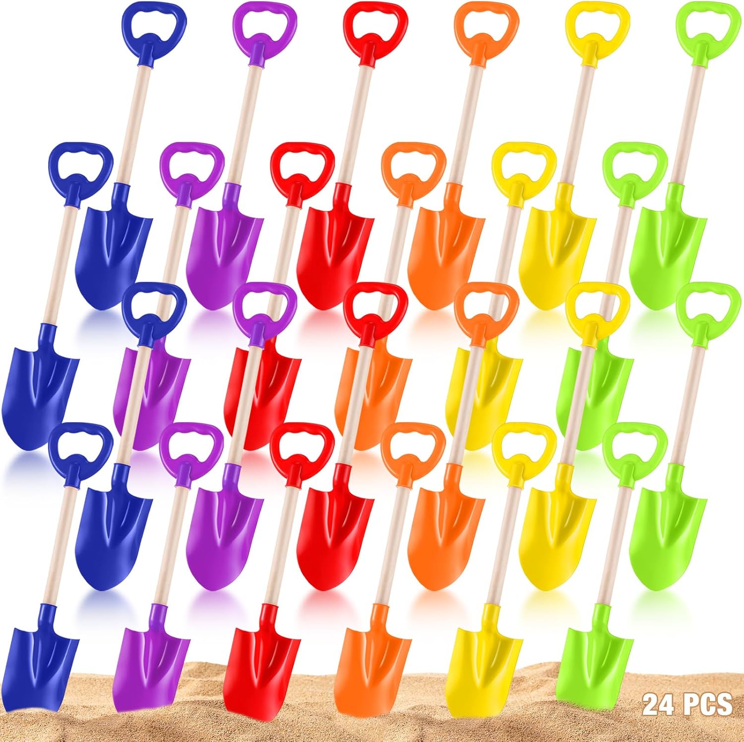 Amazon.com: Leriton 24 Pcs Beach Shovels Toys for Kids 15.8'' with Sturdy Plastic Spade and ...