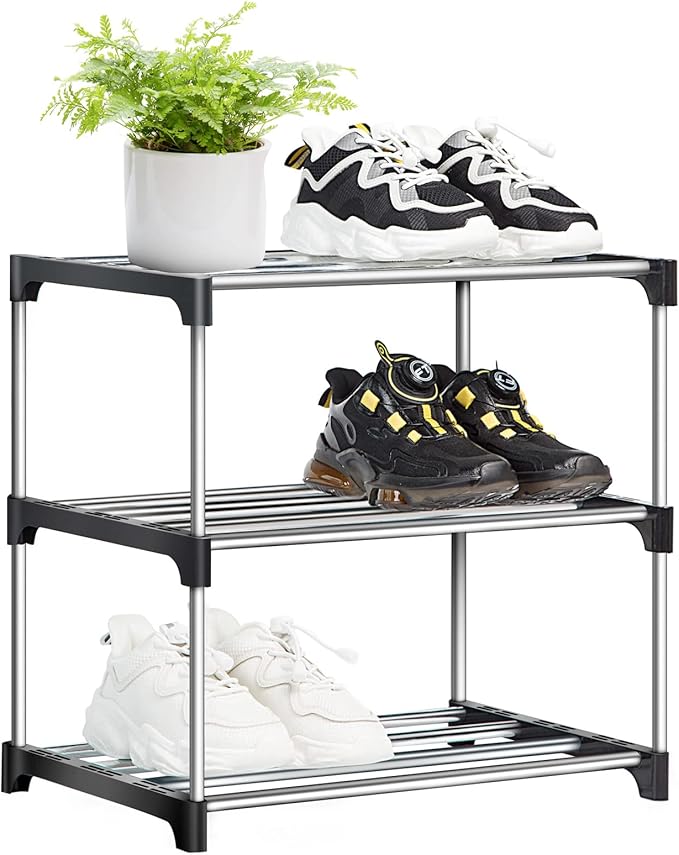 OLYREO Shoe Rack Stackable Small Shoe Racks 3 Tier Footware Storage ...