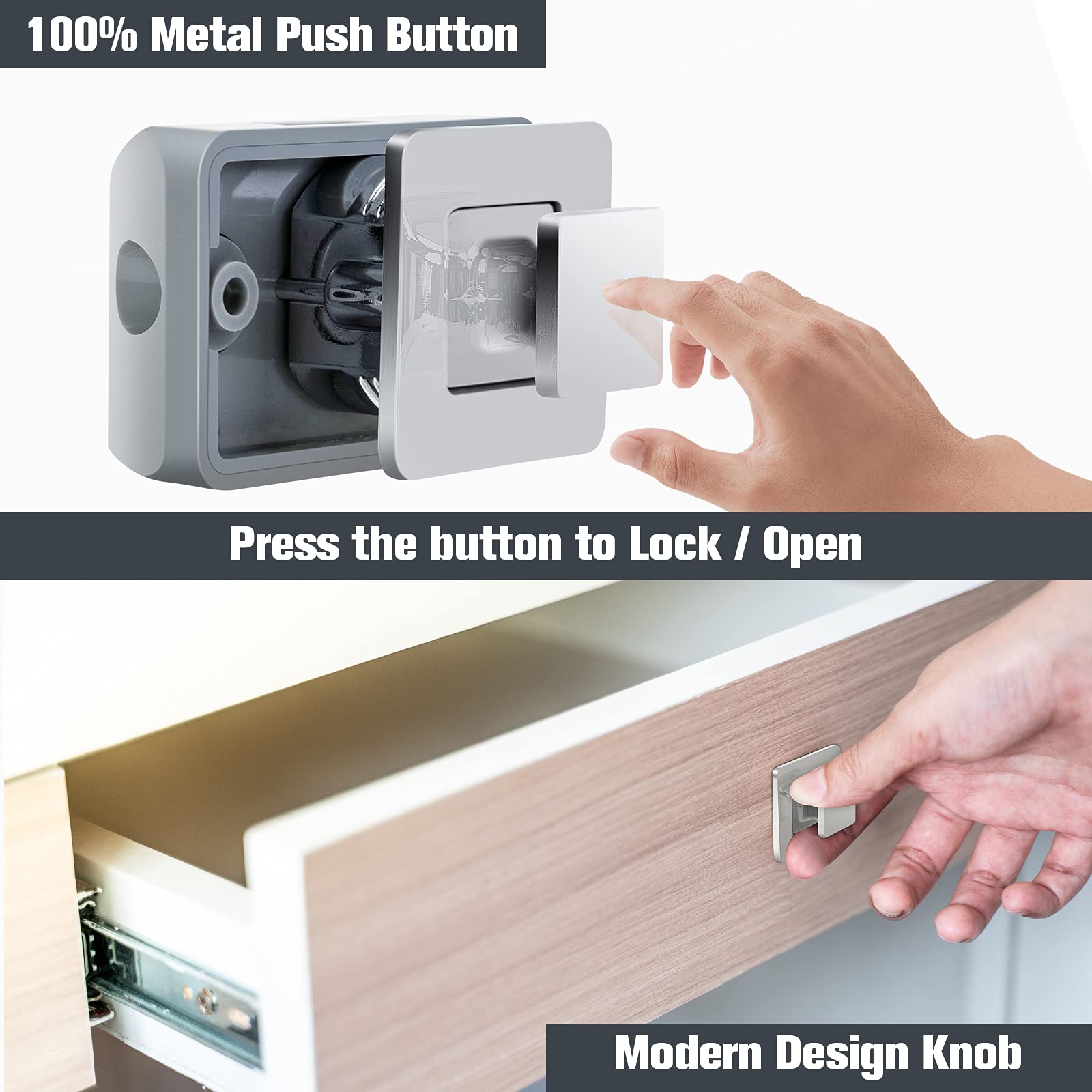 Snapklik.com : Keyless RV Push Cabinet Locks, Metal Push Button, 5 ...