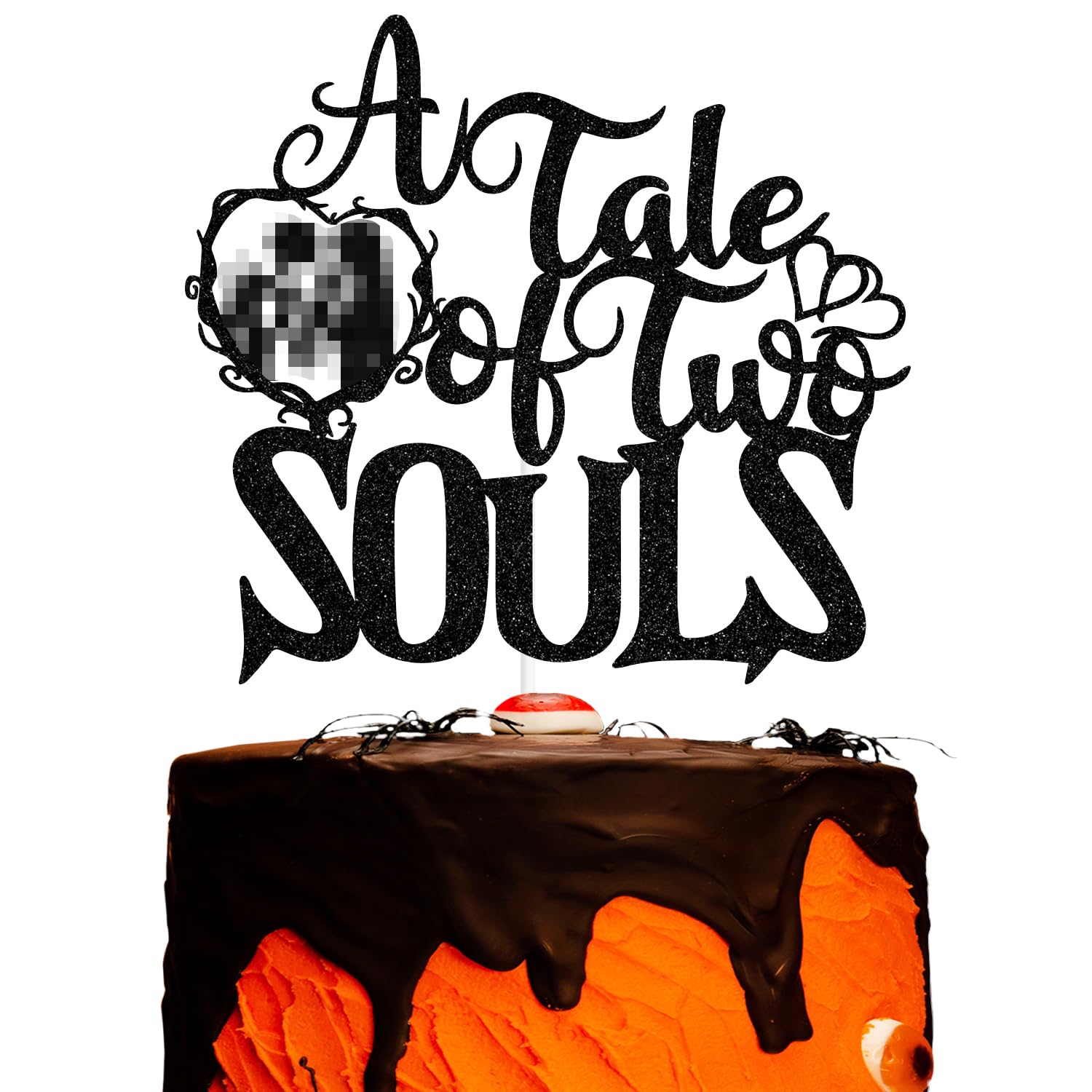 Amazon.com: Black Glitter A Tale of Two Souls Cake Topper, Till Death ...