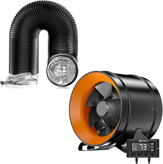 Hon&Guan 8 Inch EC Motor Inline Duct Fan with 8 inch 16 FT Long Air ...