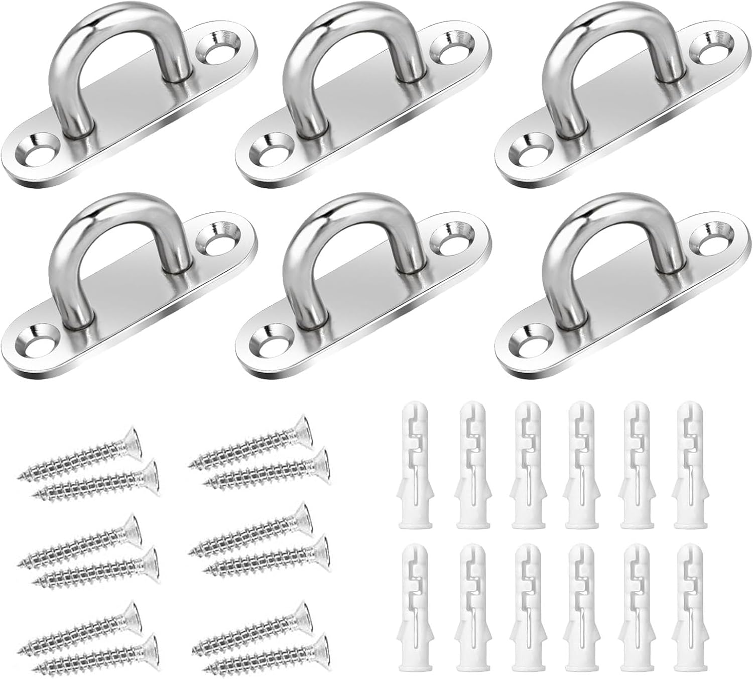 QUIIEOSKIA 6 Pcs Eye Plates, 304 Stainless Steel Ceiling Hooks, Heavy ...