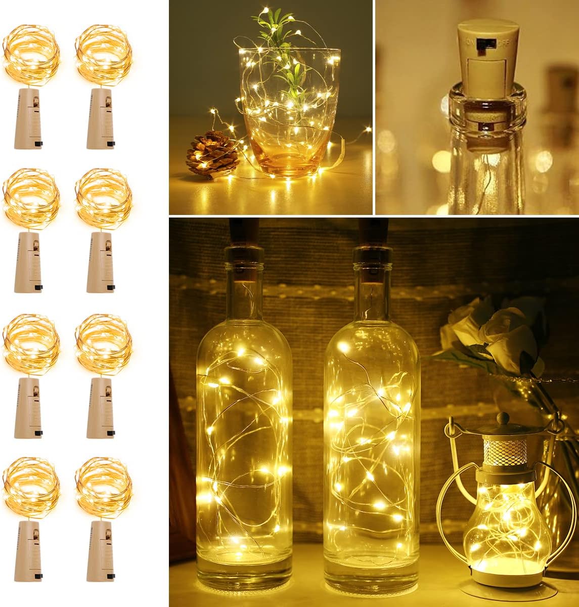 Amazon.com: Pack of 12 Wine Bottle Lights Battery Powered, LED Cork ...