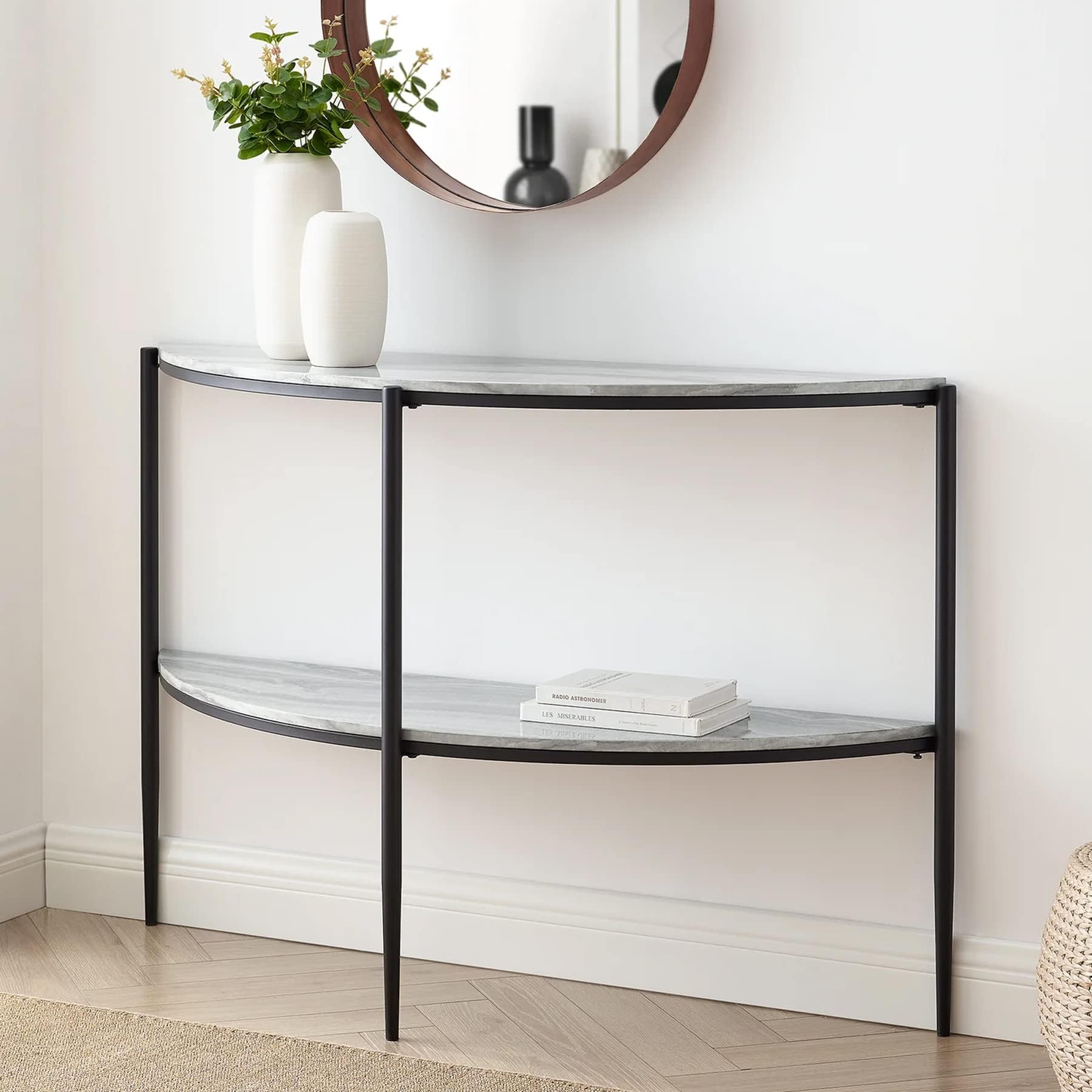 SAYGOER Console Table 2 Tier Narrow Entryway Table with Storage Shelves ...