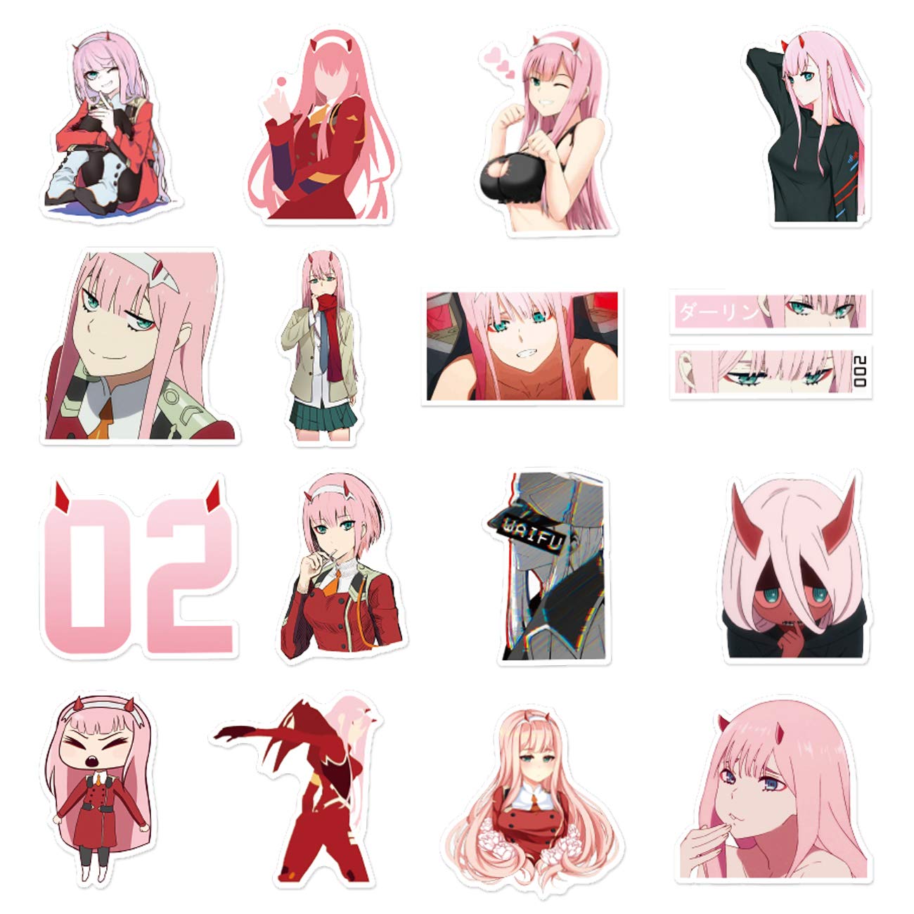 Darling in The FRANXX 02 Stickers 100pcs Vinyl Waterproof Zero Two ...