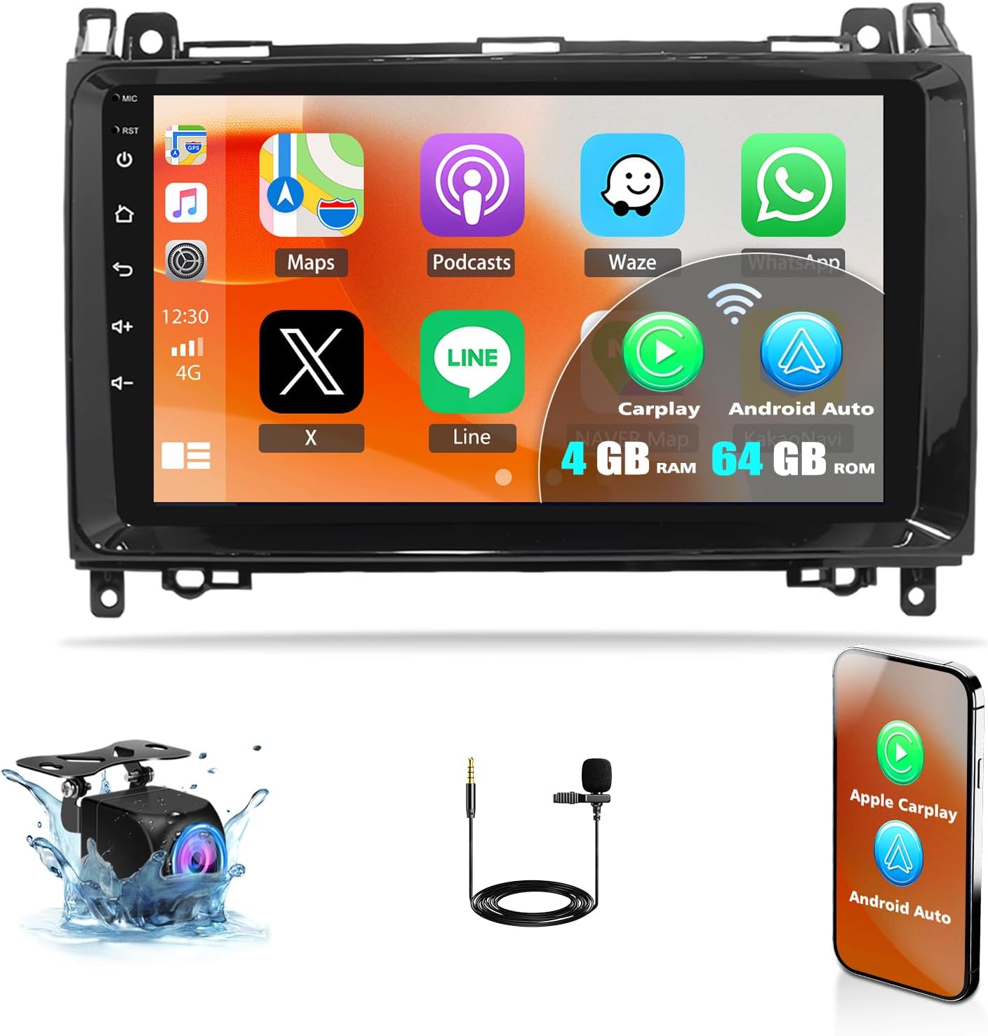 4G+64G Android 13 Car Stereo for Mercedes Benz Sprinter W906 W169 W245 ...