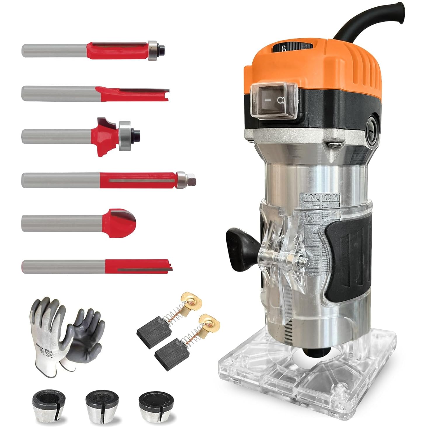 KRISHAK TOOLS KT-TVS036 Wood Trimmer/Router (6-6.35MM) With 6-Pieces ...