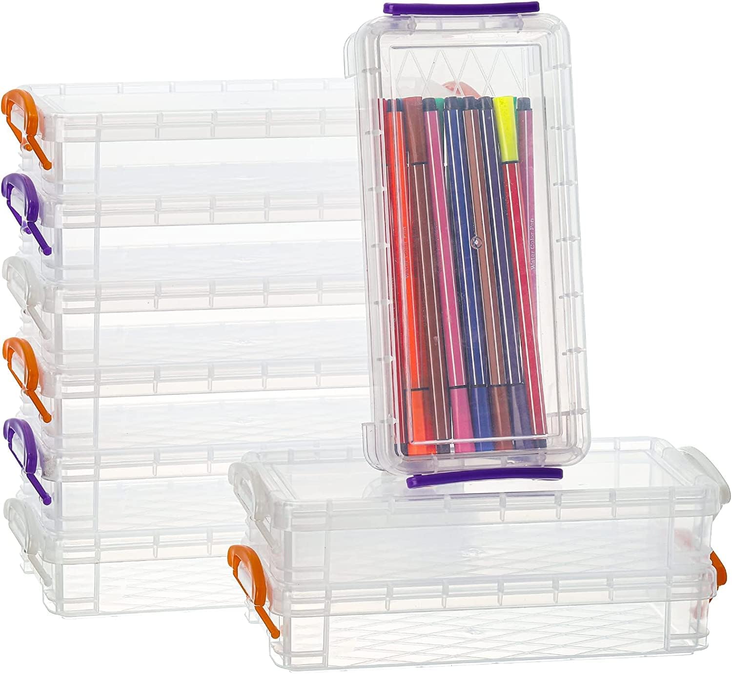 WUWEOT 9 Pack Large Pencil Box, Stackable Clear Plastic Pencil Case ...