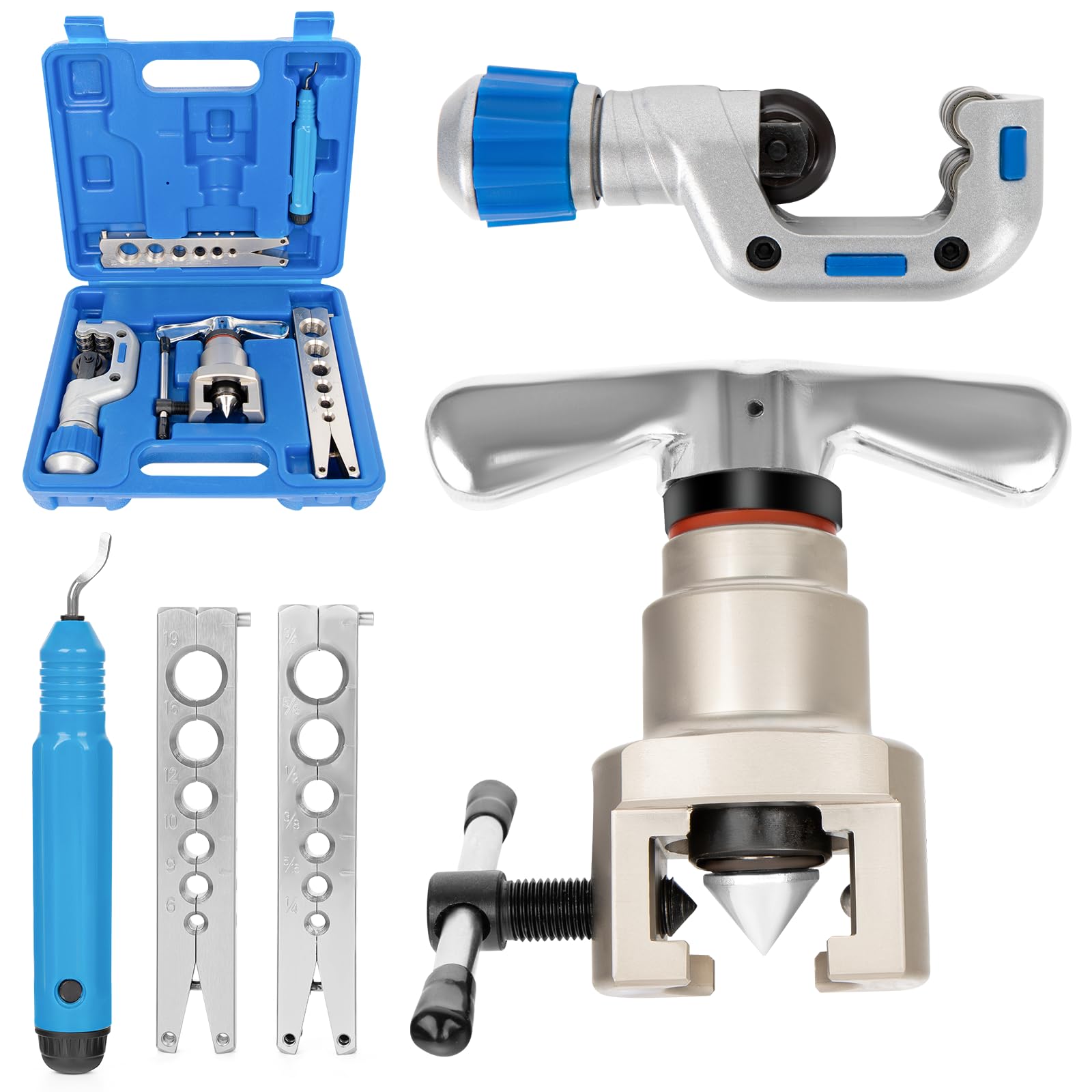 Amazon.com: HVAC Flaring Tool Kit 1/4'' - 3/4'' Pipe Flare Tool, 45° Eccentric Flaring Tool with ...