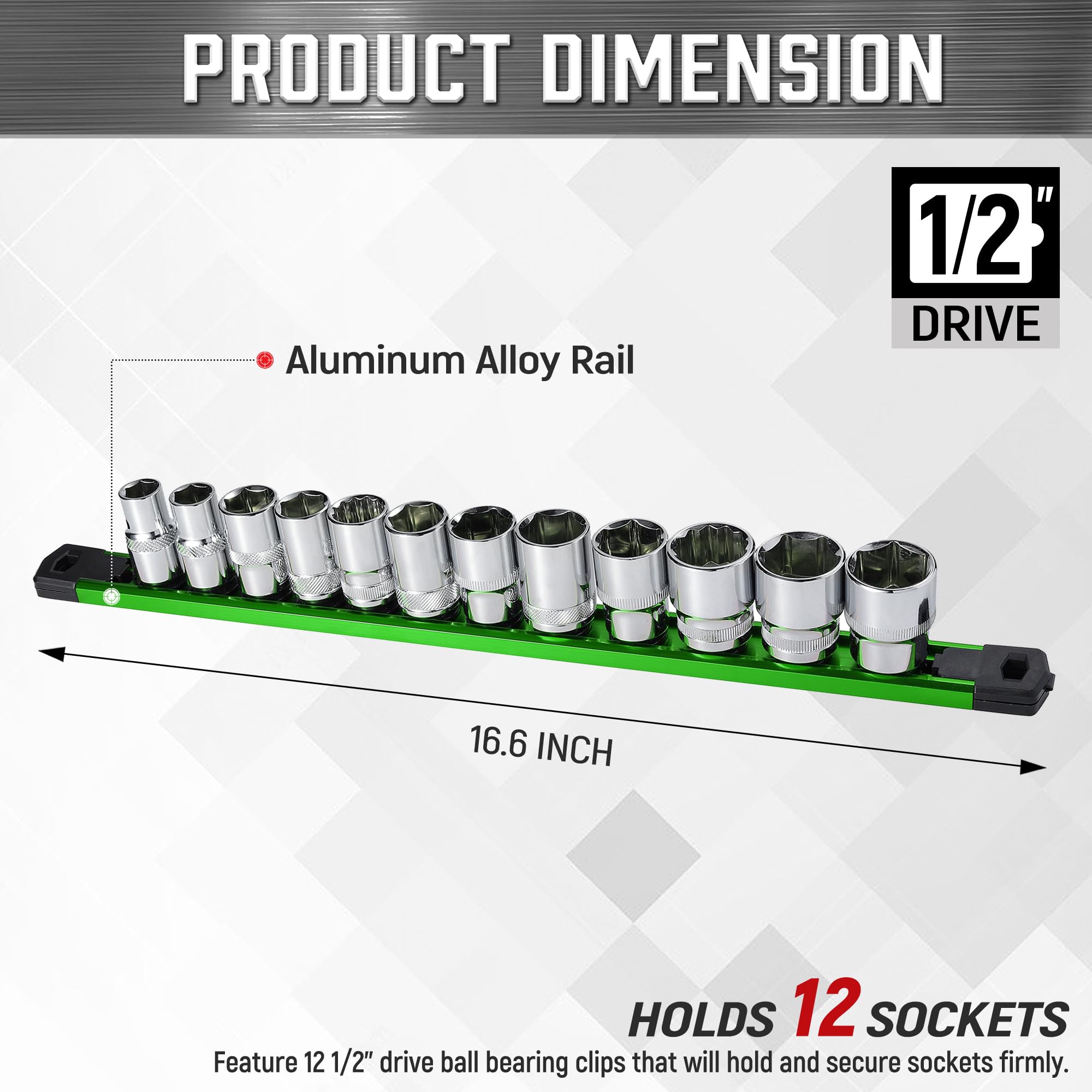 Snapklik.com : ALOANES 1/2-Inch Drive Magnetic Socket Organizer, Heavy ...