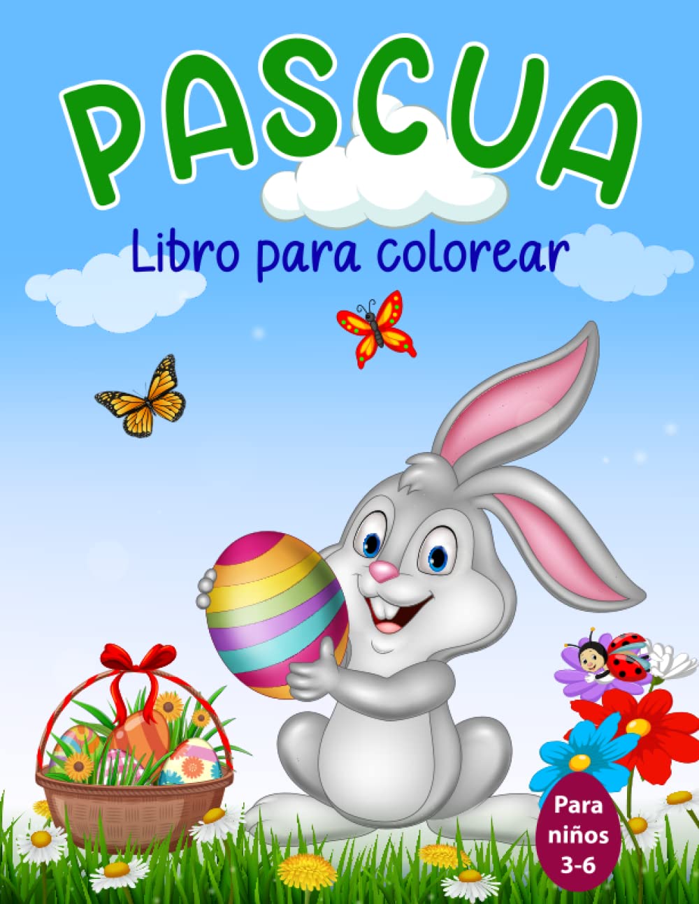 Libro de Pascua para colorear para niños: 50 lindas imágenes del conejo ...