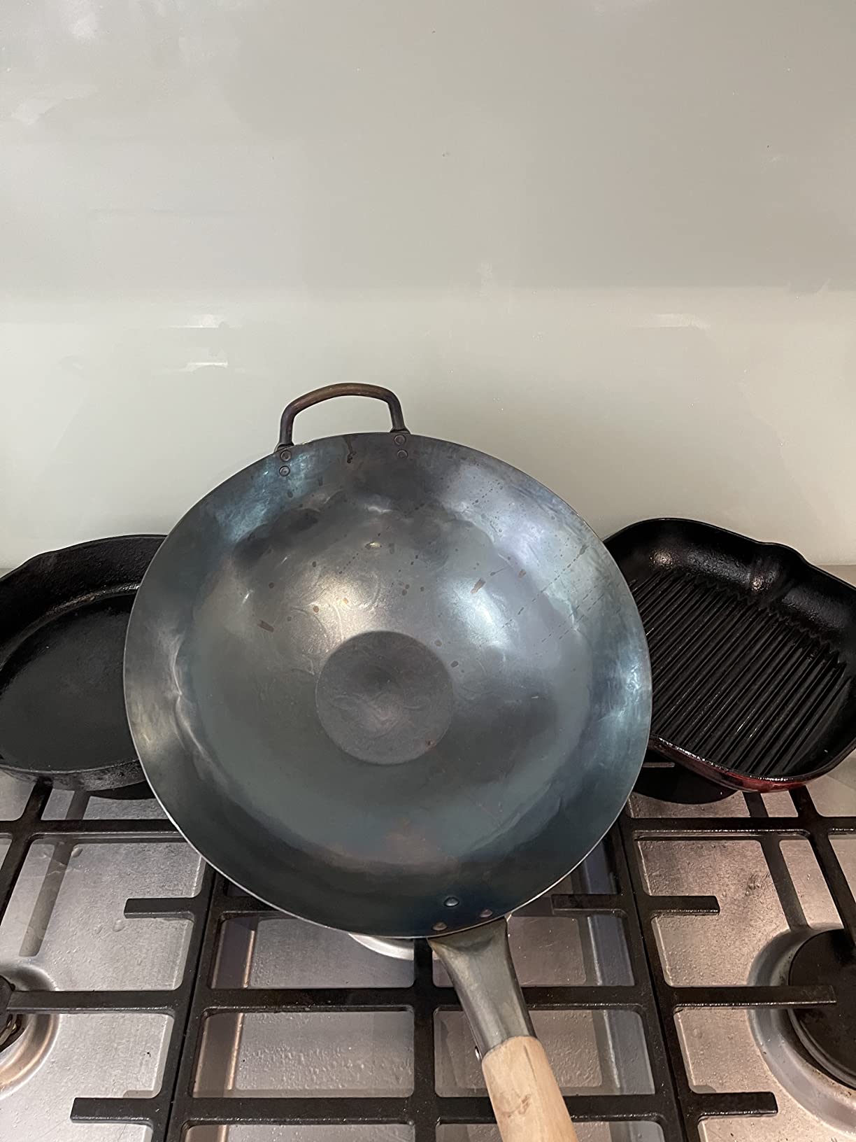 Flat Bottom Wok, Traditional Hand Hammered Wok, 14 Inch Carbon Steel ...