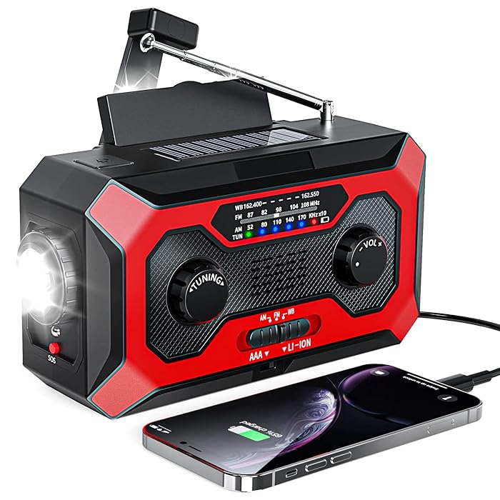 Buy Emergency Hand Crank Radio,4000mAh Portable Weather Solar Radios ...