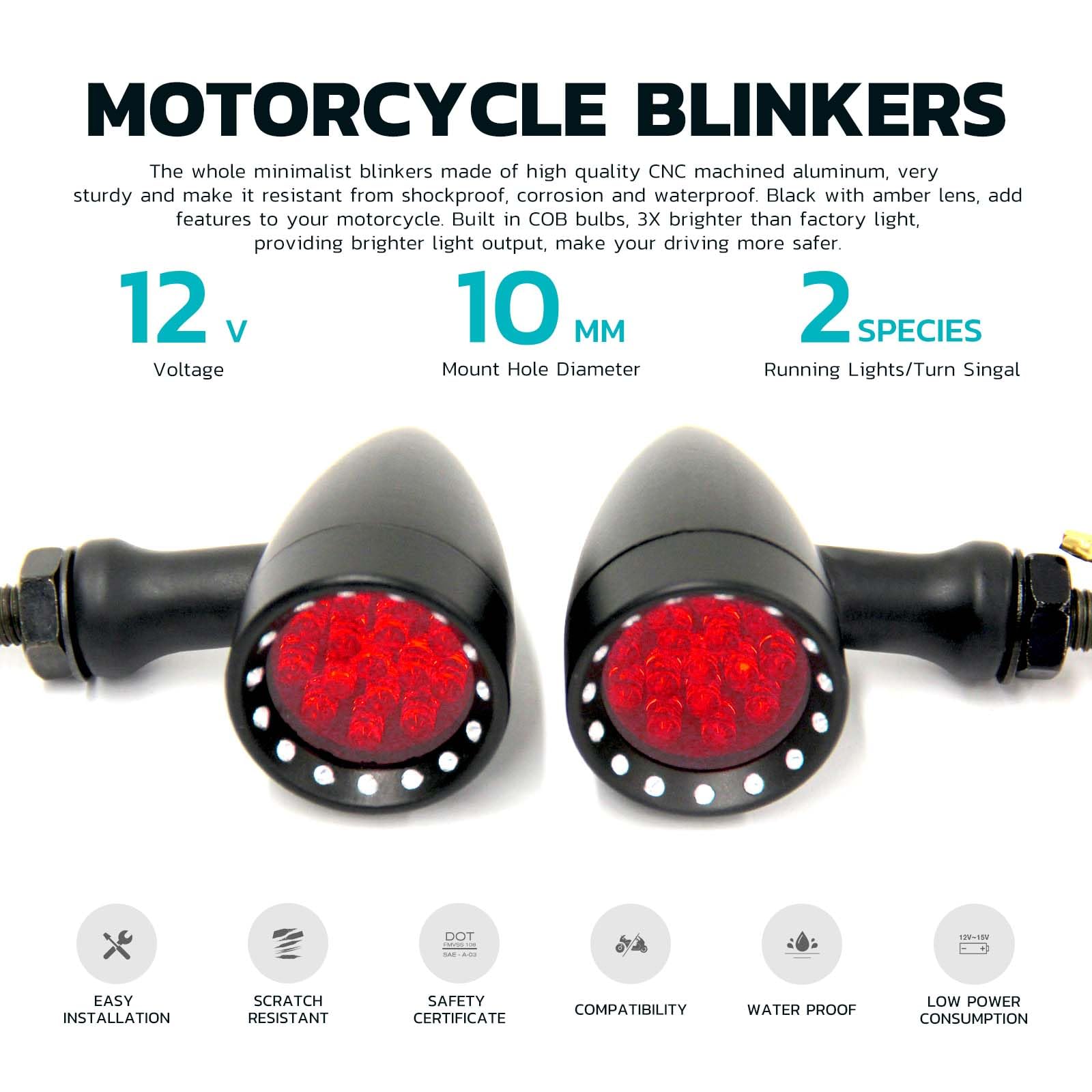 Snapklik.com : Rich Choices Red CNC Motorcycle Bullet LED Turn Signal ...