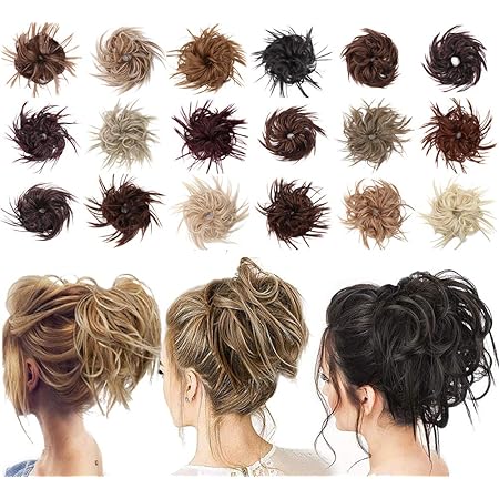 Amazon.com : Tousled Updo Messy Bun Hair Piece Scrunchies Synthetic ...