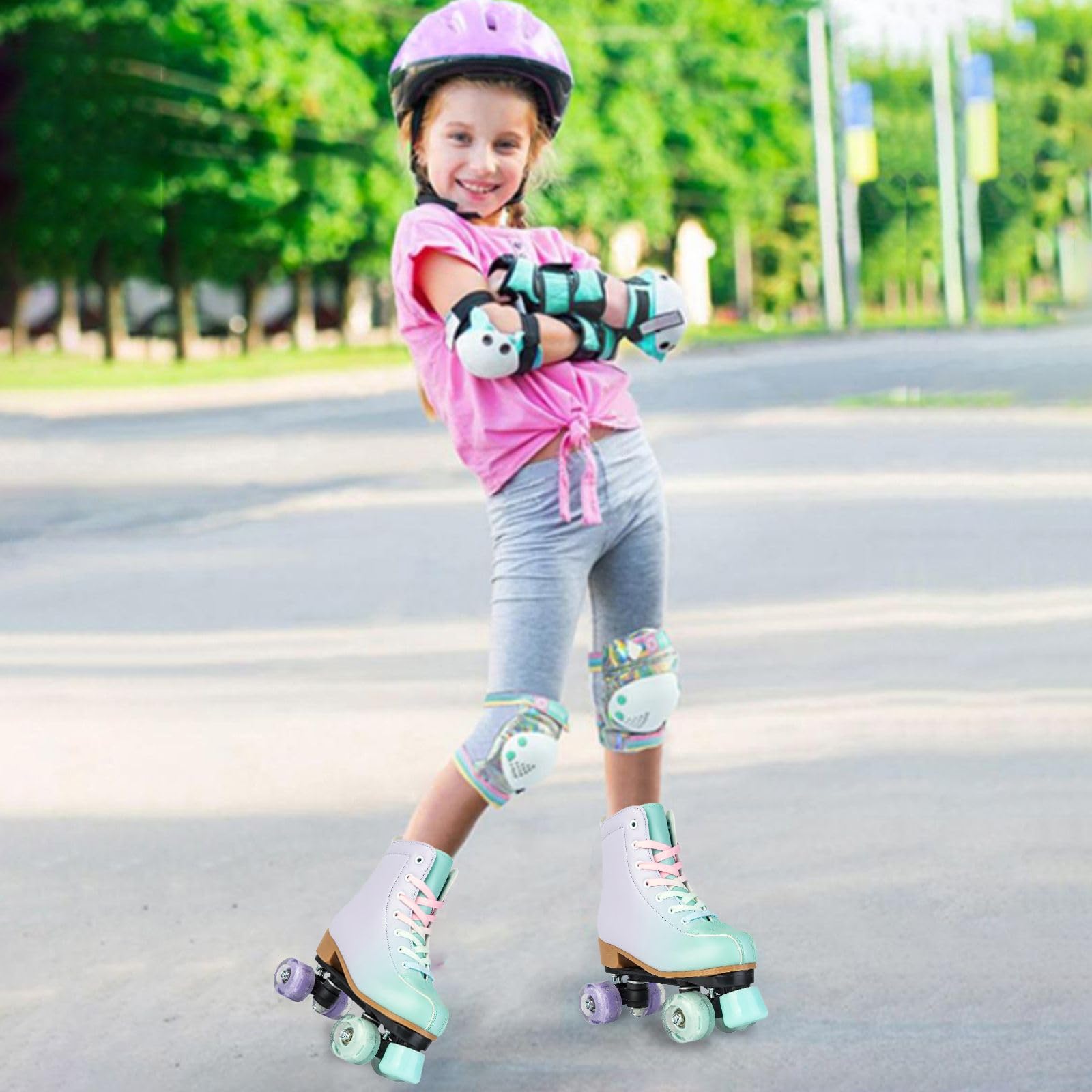 Snapklik.com : Gets Roller Skates For Girls And Women, Purple And Green ...