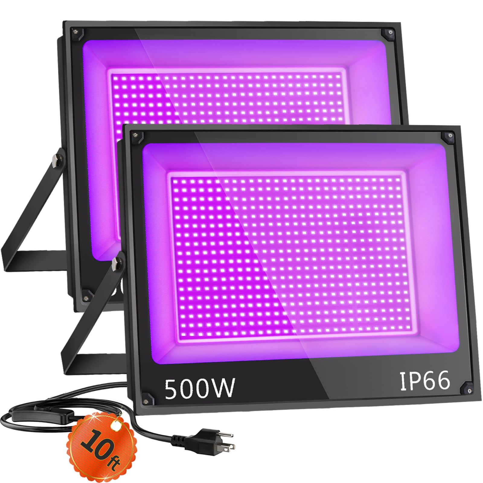 YAYIT 500W Waterproof Blacklight Flood Light with 10ft Cord+Switch ...