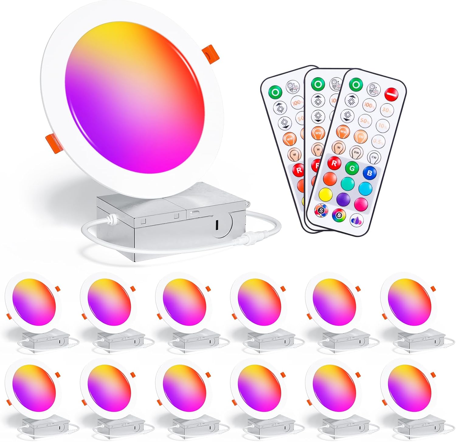 Amazon.com: Iluminación empotrada RGBCW de 6 pulgadas que cambia de color LED empotrable con ...