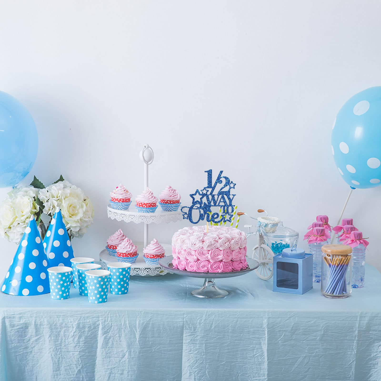 Snapklik.com : Deep Blue 1/2 Way To One Birthday Cake Topper