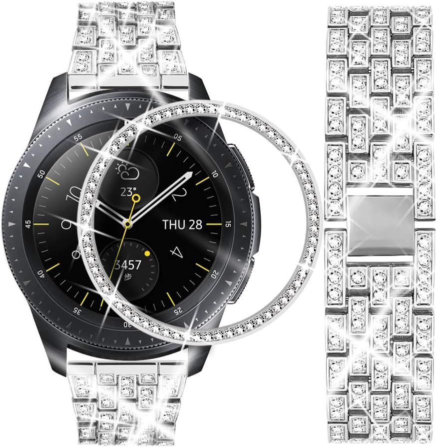 Amazon.com: Dsytom Compatible with Samsung Galaxy Watch 42mm Band Women+ Bezel, 20mm Jewelry ...