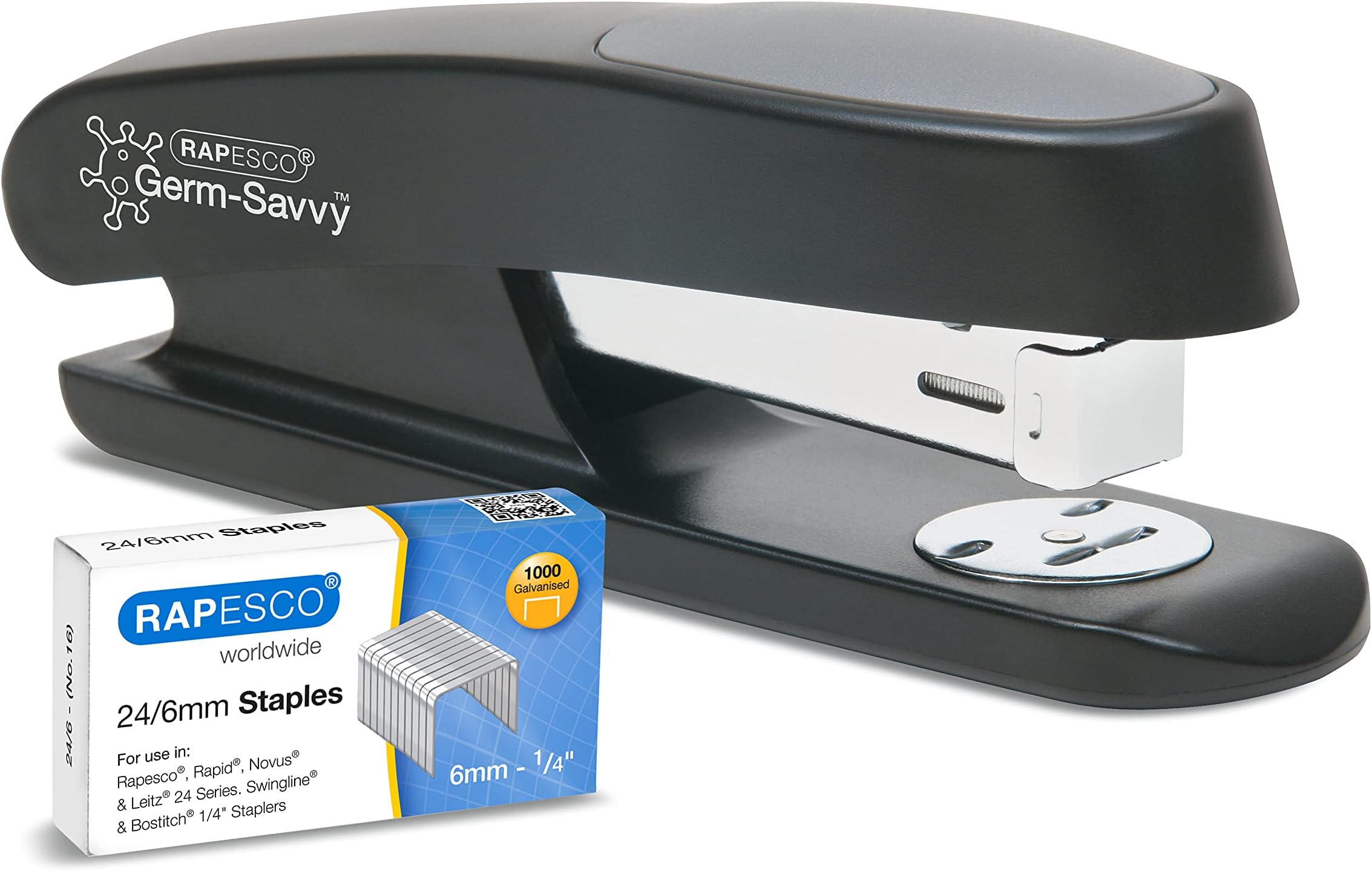 Rapesco 1466 Germ-Savvy Antibacterial, ECO Luna Less Effort Stapler ...
