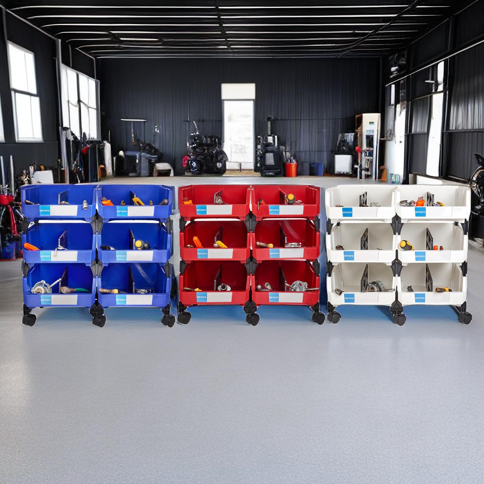 Large Stackable Plastic Storage Bins Shelf Tool Bins Workshop Tool Bins ...