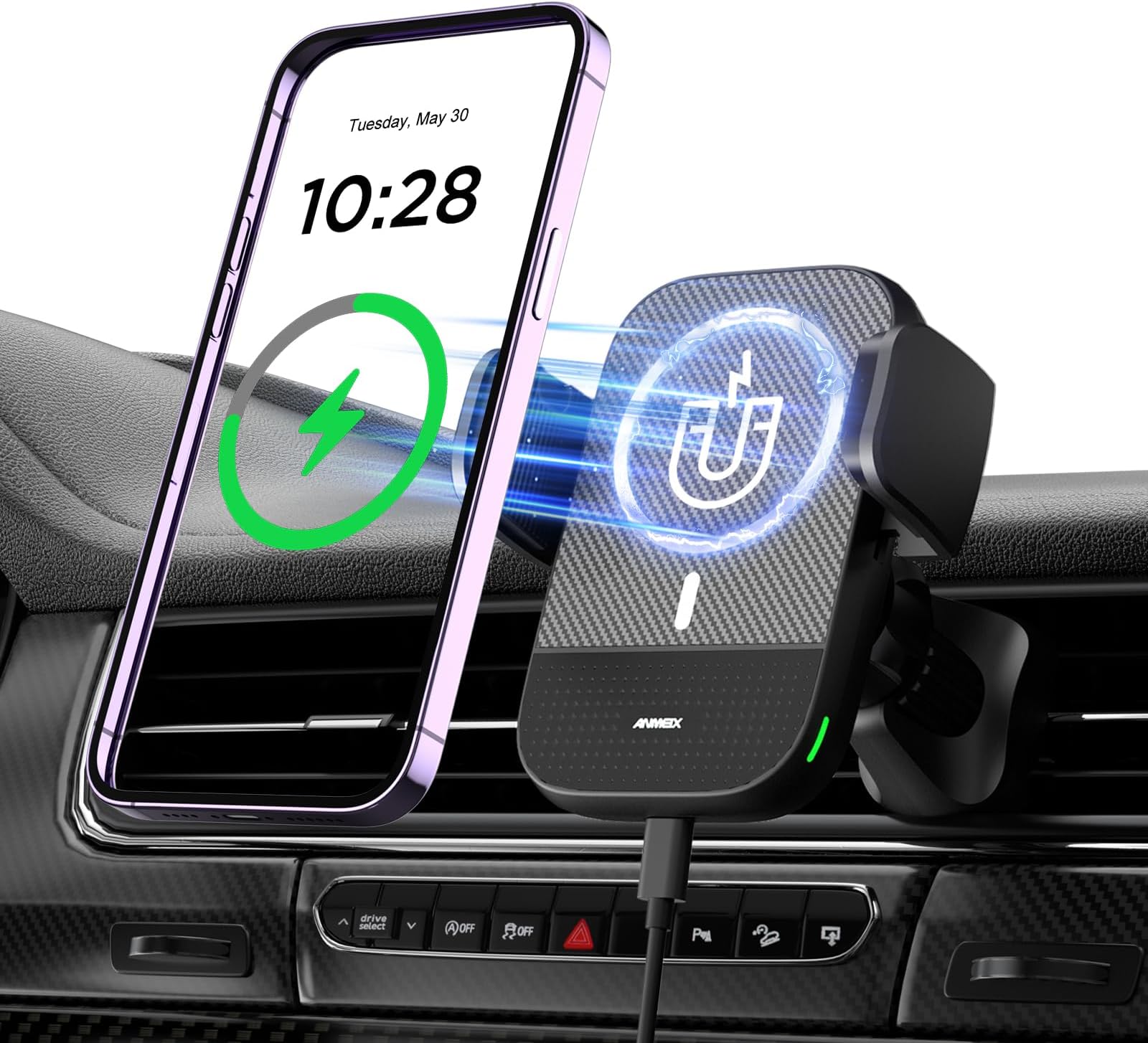 Amazon.com: Anker Car Mount Charger, PowerWave Magnetic Car Charging ...