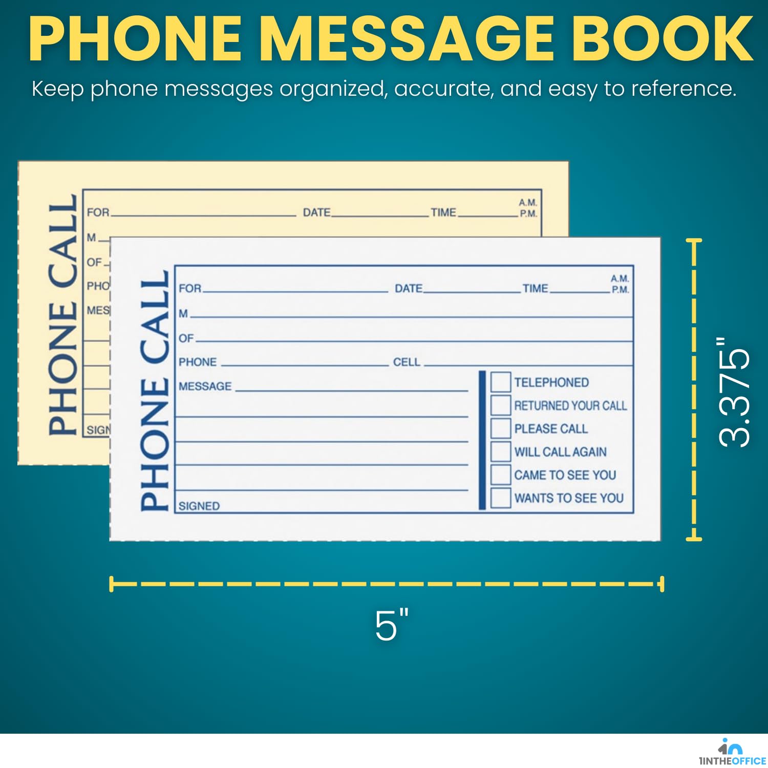 Snapklik.com : 1InTheOffice Phone Message Book 2 Part Carbonless
