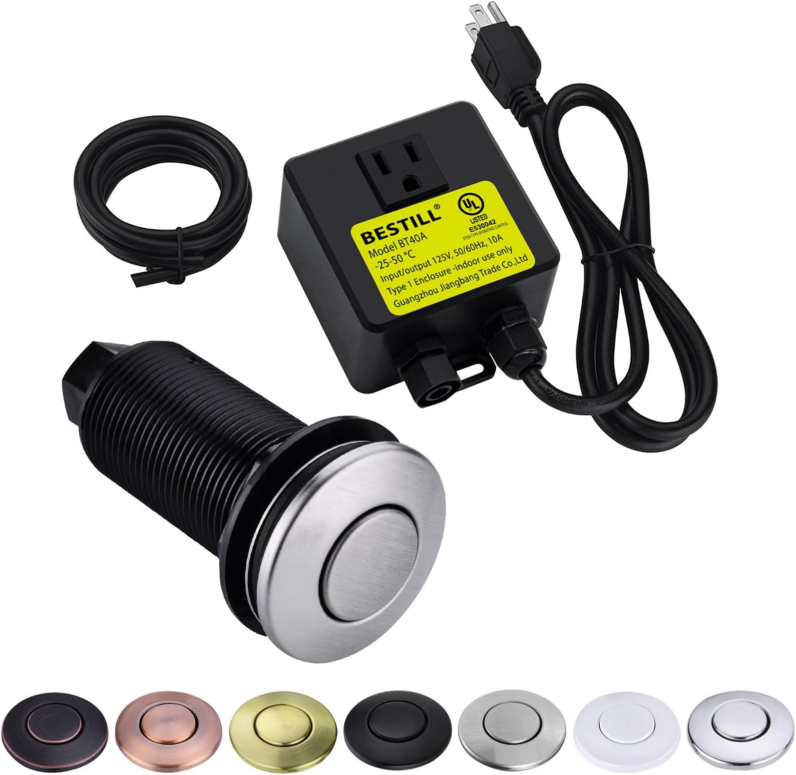 Peerless Designs Garbage Disposal Air Switch Button in Satin Nickel ...