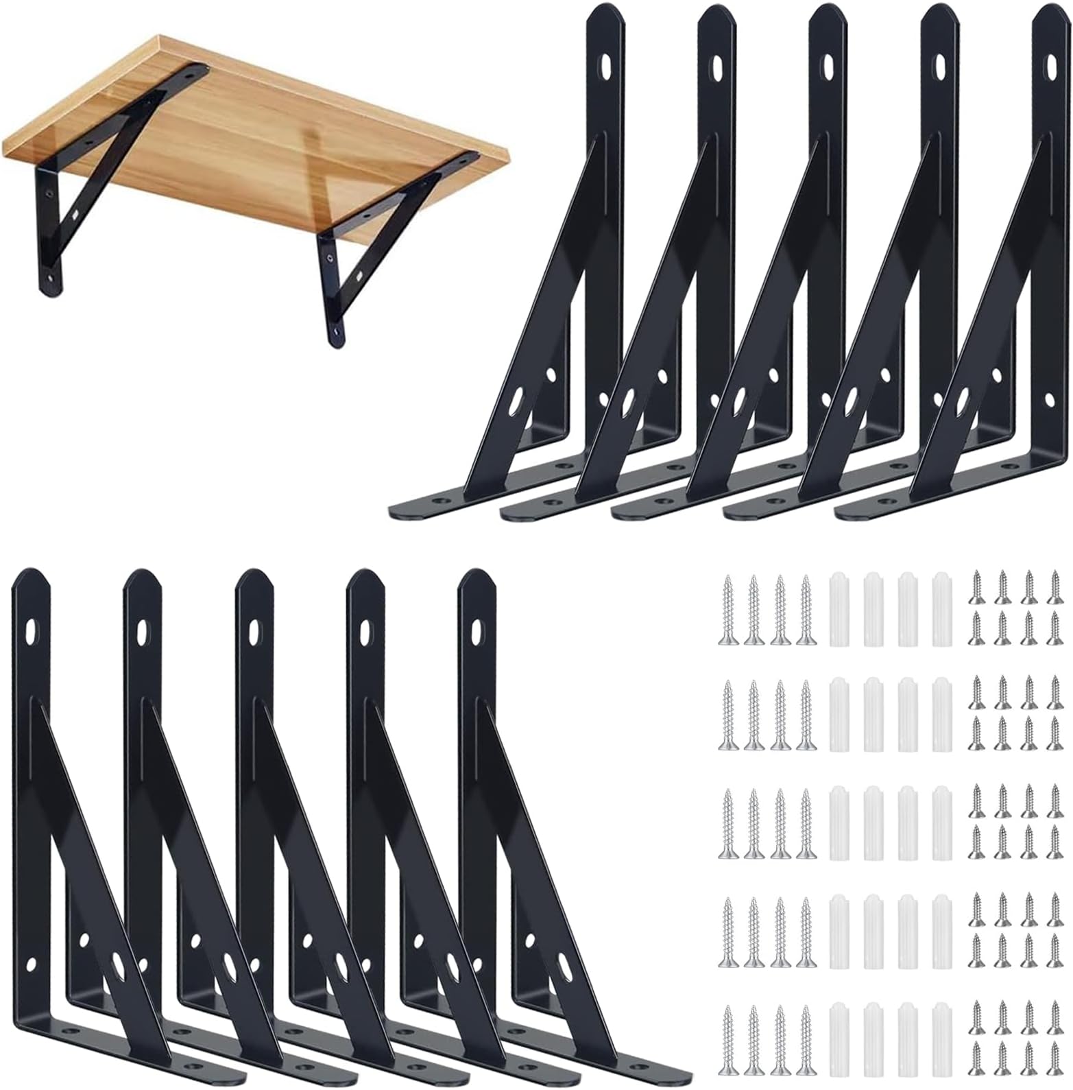 Diompirux Lot de 10 Équerres Étagère de Fixation Murale, 95x150mm ...