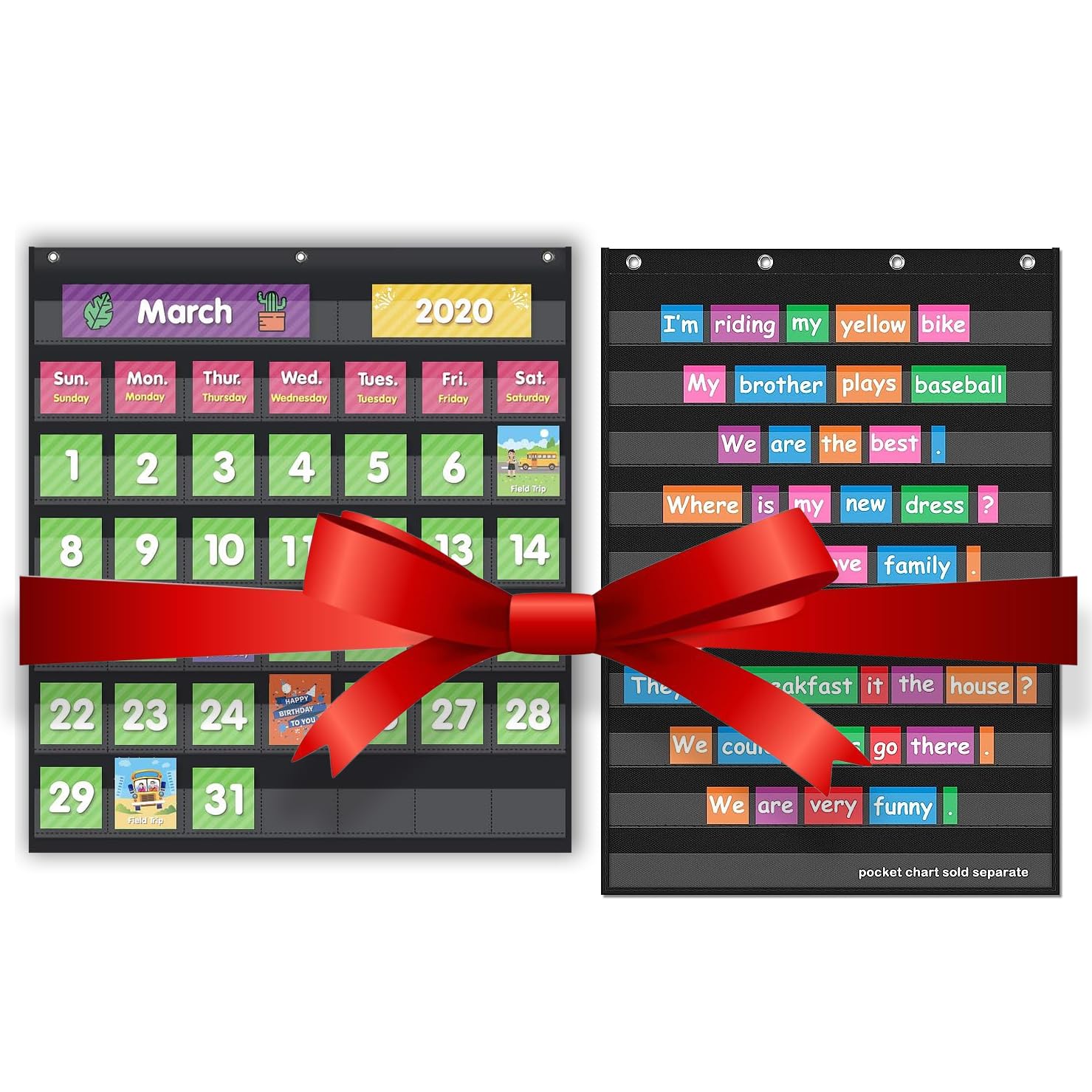 Amazon.com: Calendar Pocket Chart Set & Standard Pocket Charts : Office ...